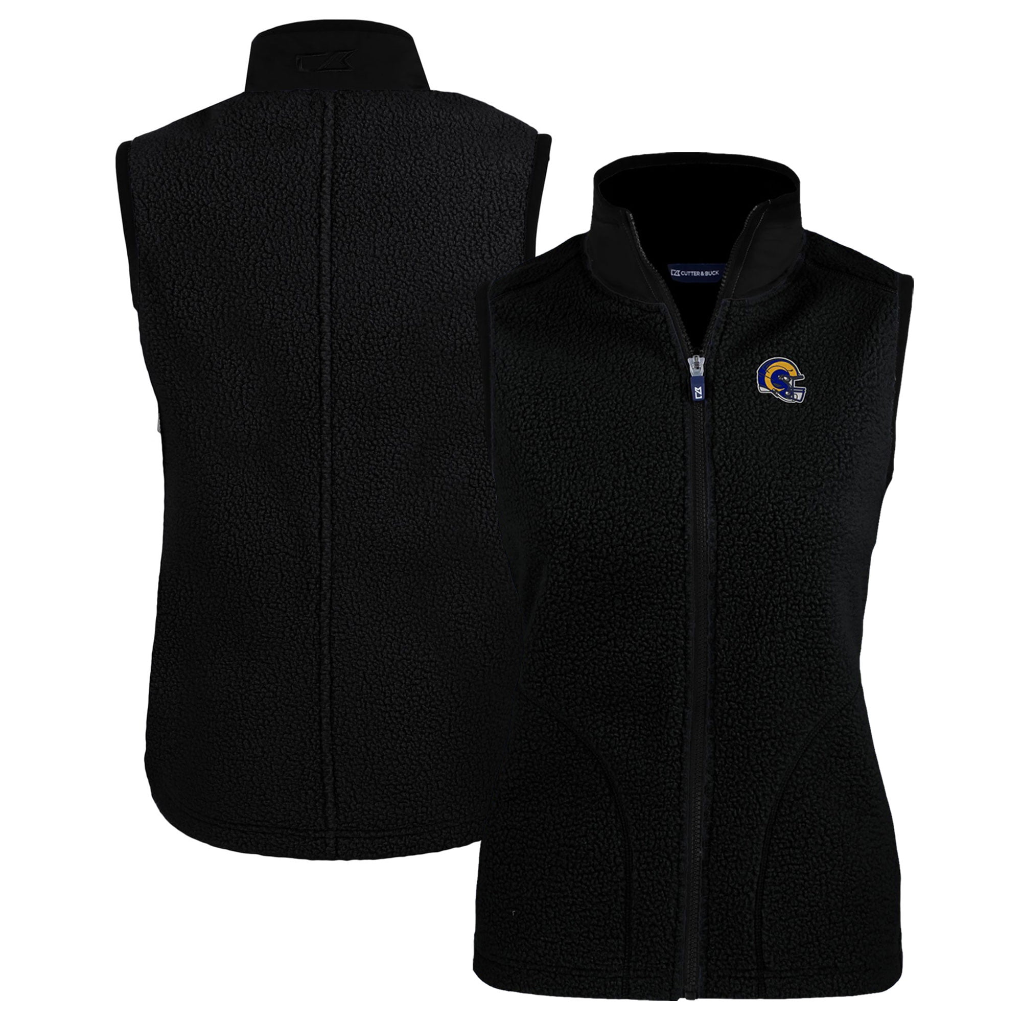 Women's Cutter & Buck Black Los Angeles Rams Helmet Logo Cascade Eco ...