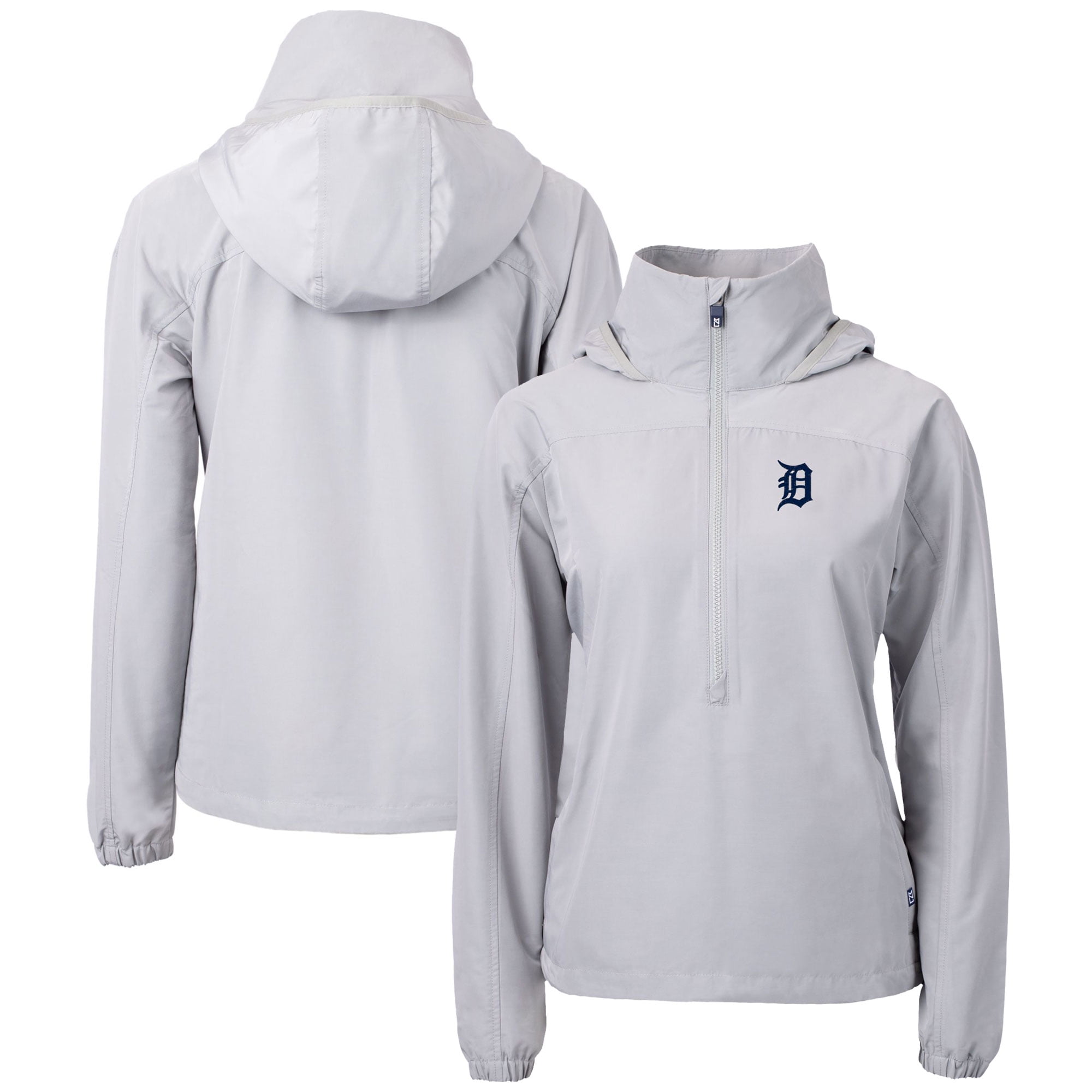 Women's Cutter & Buck Gray Detroit Tigers Charter Eco Recycled Half-Zip ...