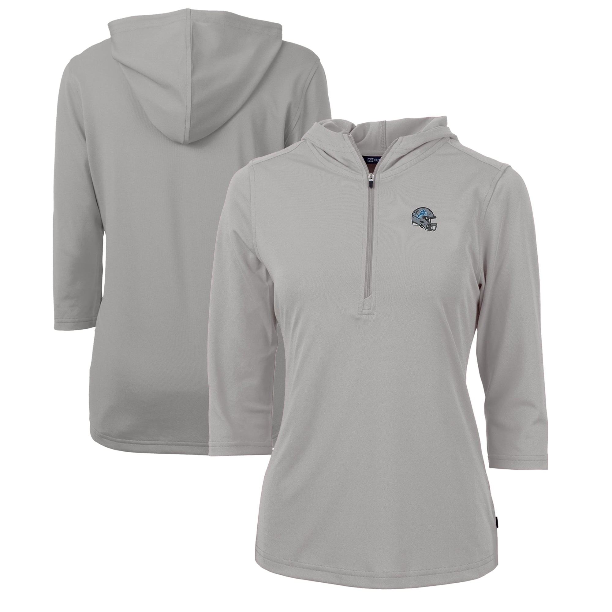 Women's Cutter & Buck Heather Gray Detroit Lions Helmet Logo DryTec ...