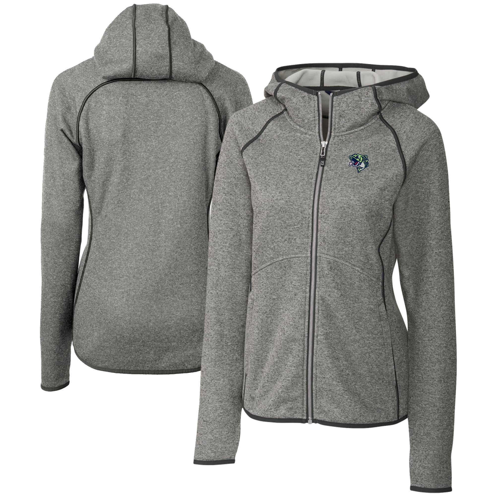 Women's Cutter & Buck Heather Gray Gwinnett Stripers Mainsail Sweater ...