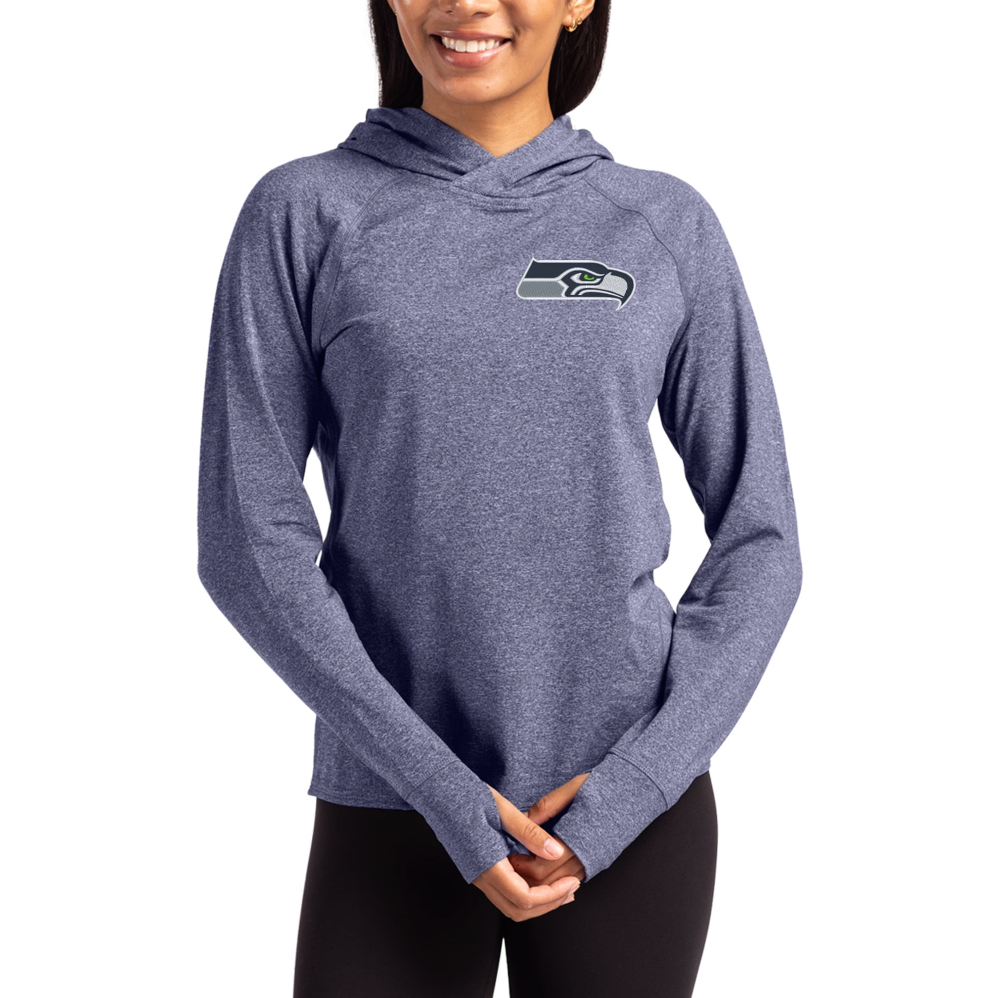 Women's Cutter & Buck Heather Navy Seattle Seahawks Primary Logo Adapt ...