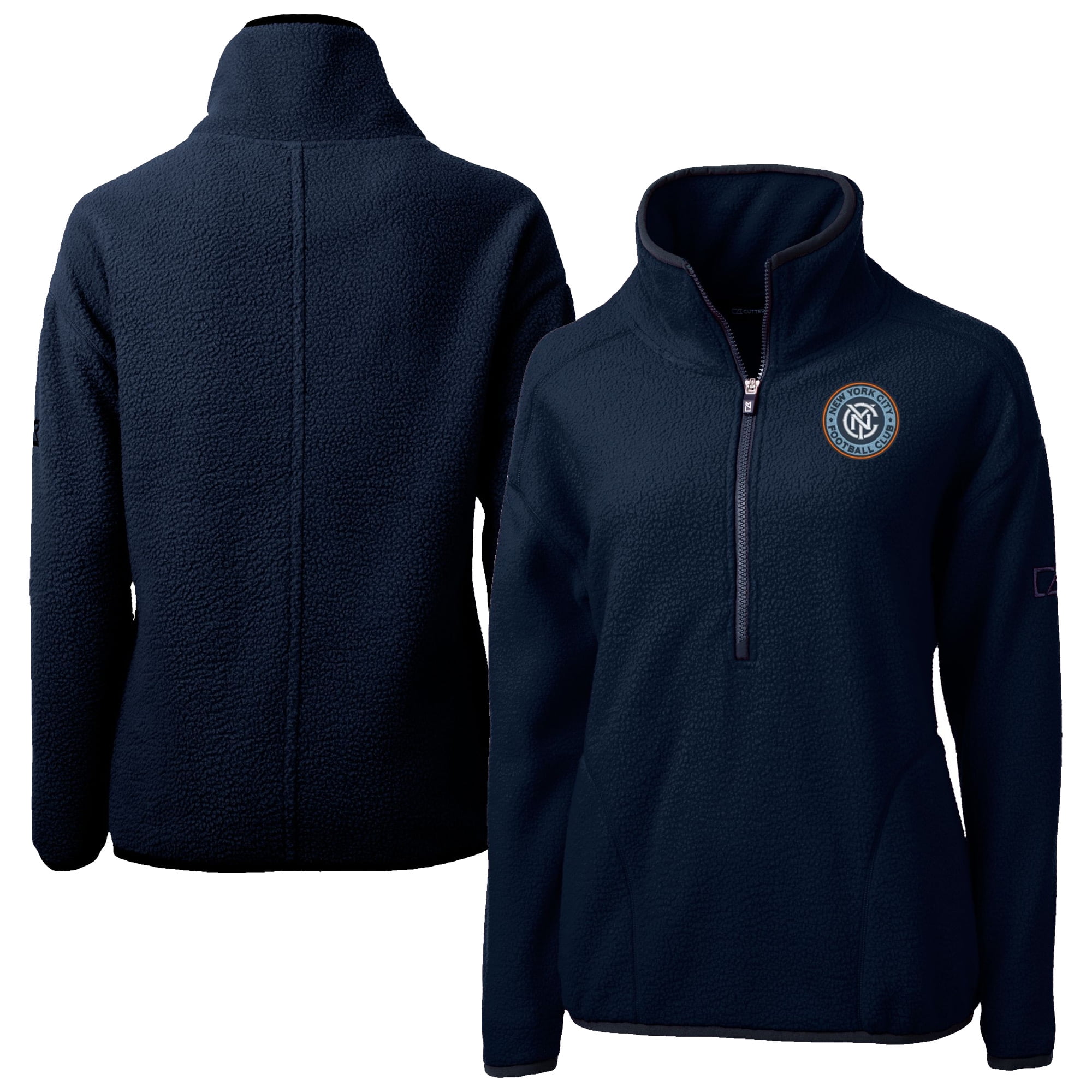 Women's Cutter & Buck Navy New York City FC Cascade Eco Fleece Pullover ...