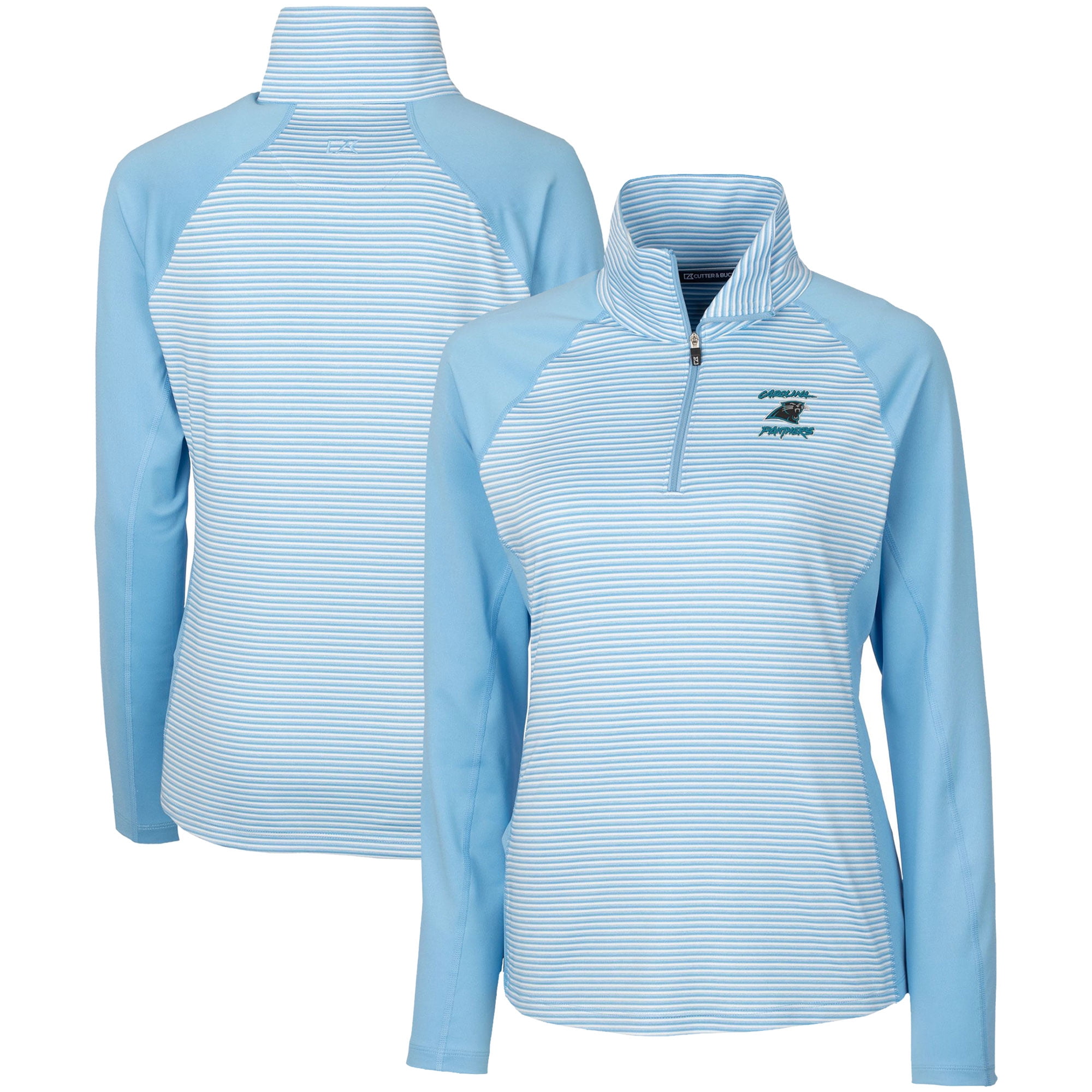 Women's Cutter & Buck Powder Blue Carolina Panthers Throwback Logo DryTec Forge Tonal Stripe ...