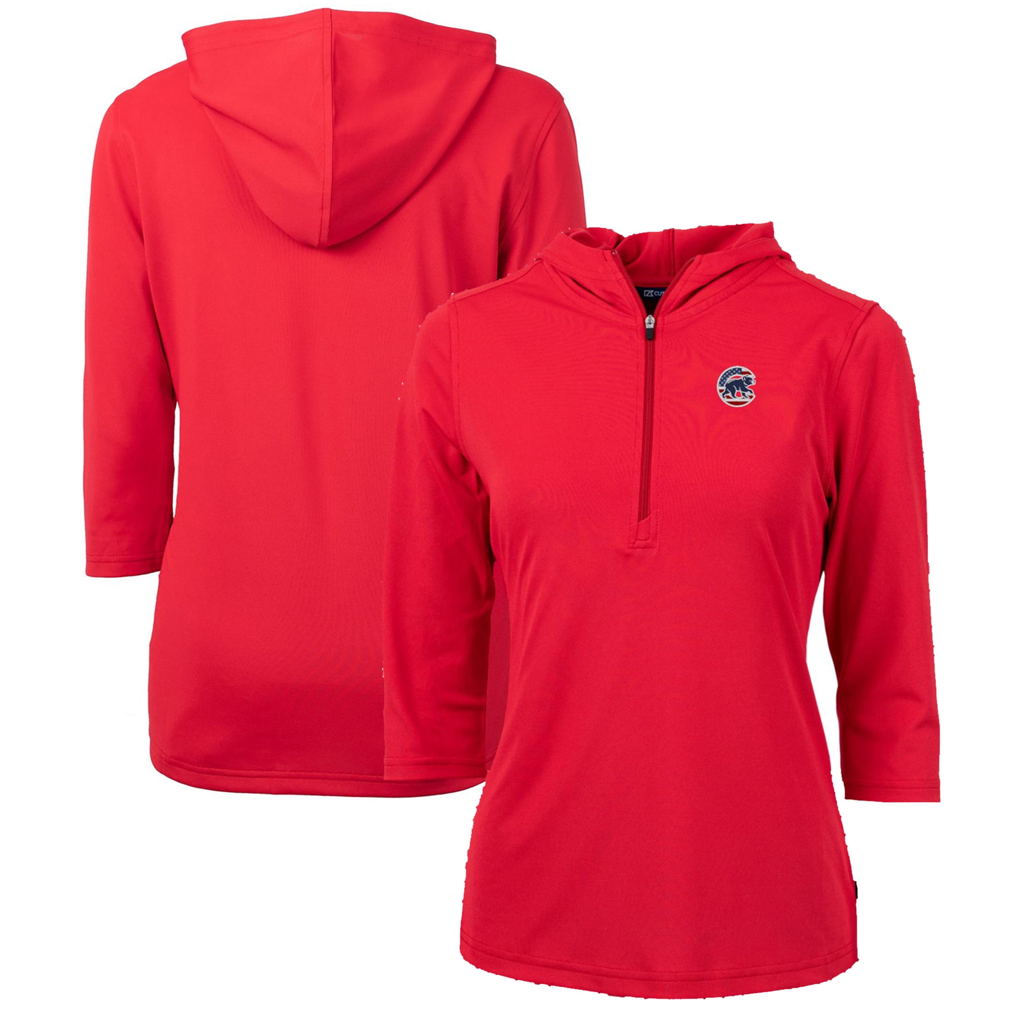 Women's Cutter & Buck Red Chicago Cubs Americana Logo DryTec Virtue Eco Pique Recycled Half-Zip ...