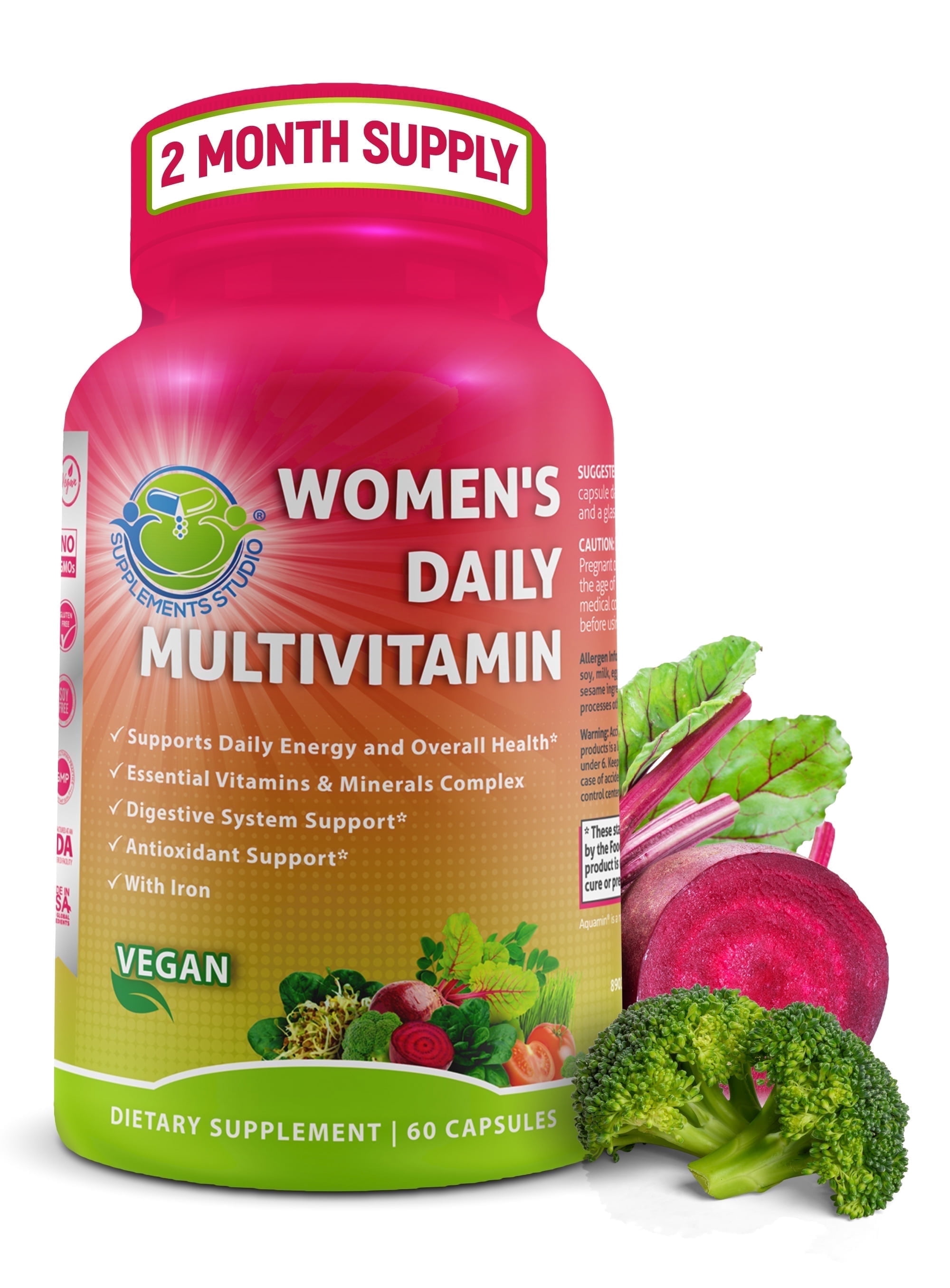 Women's Daily Multivitamin - Vegan Multivitamin for Women, Optimal ...