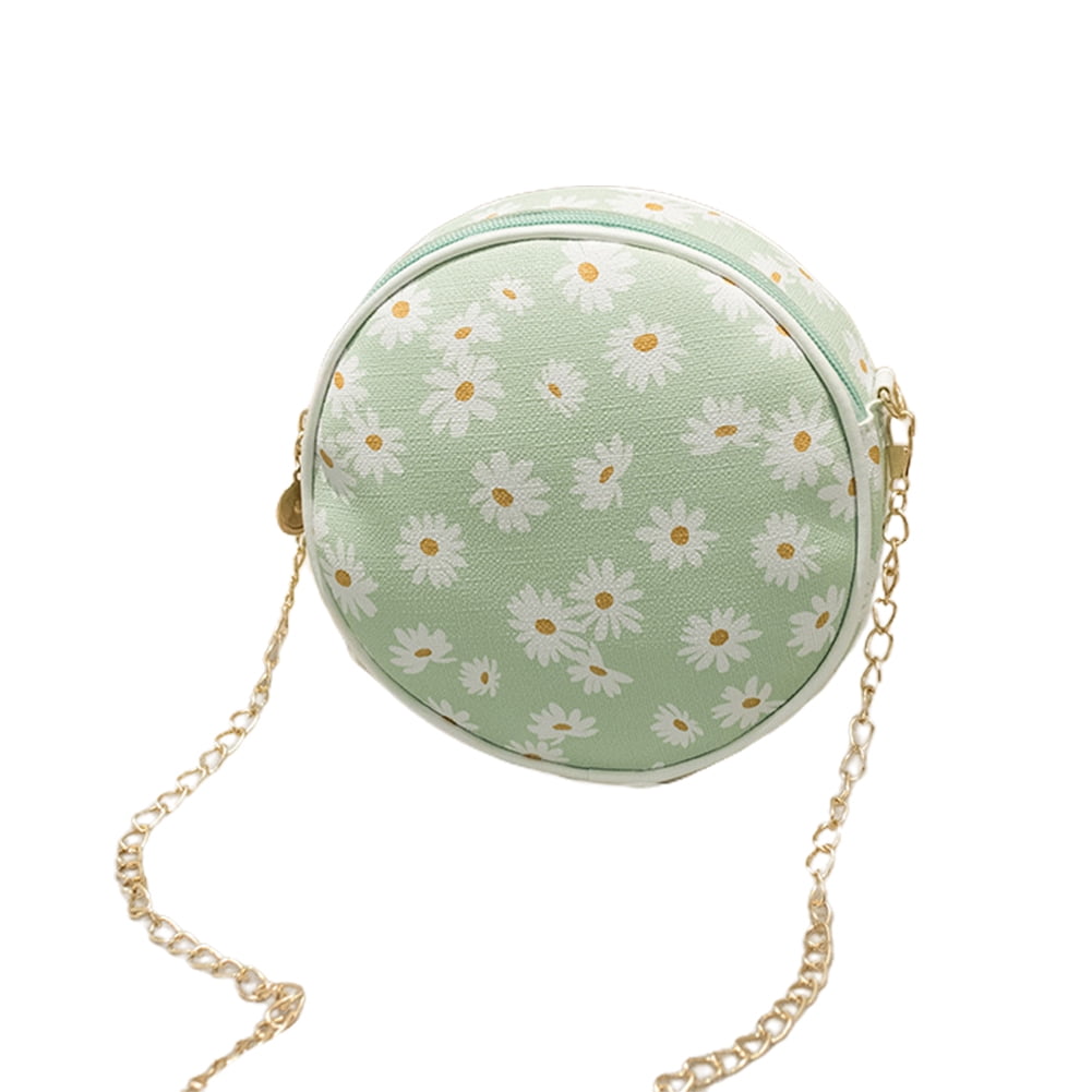Women's Daisy Printed Round Crossbody Wallet, Fashion Circle Purse ...