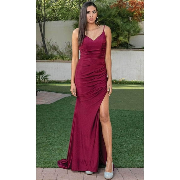 Women's Dancing Queen 4288 – Ruched Satin Prom 2026 Dress With Slit ...