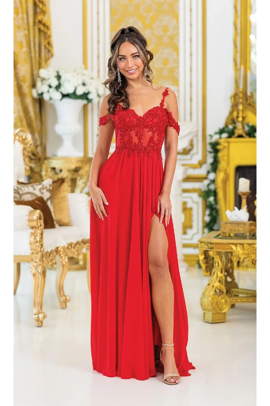 Women's Dancing Queen Dress DQ 4506 Sheer Bodice Long Prom 2026 ...