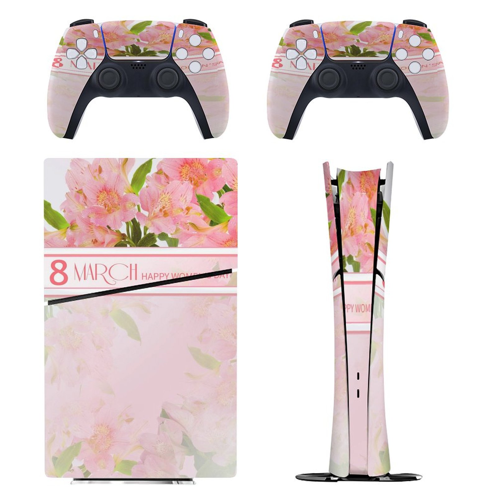 Women's Day, March, Flowers, Pink PS5/PS5 Slim Digital Disc Skin ...