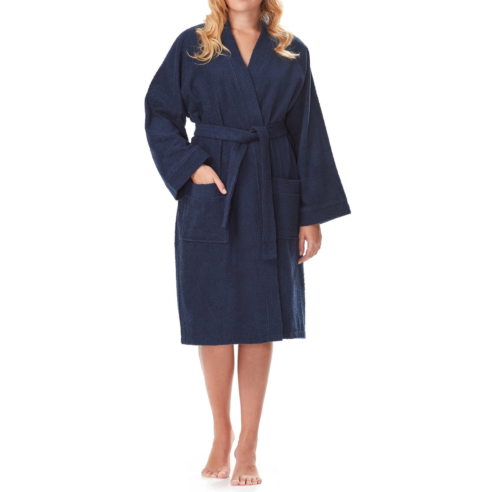 Women's Daylee Model Turkish Cotton Kimono Bathrobe Navy Blue - Large/X ...
