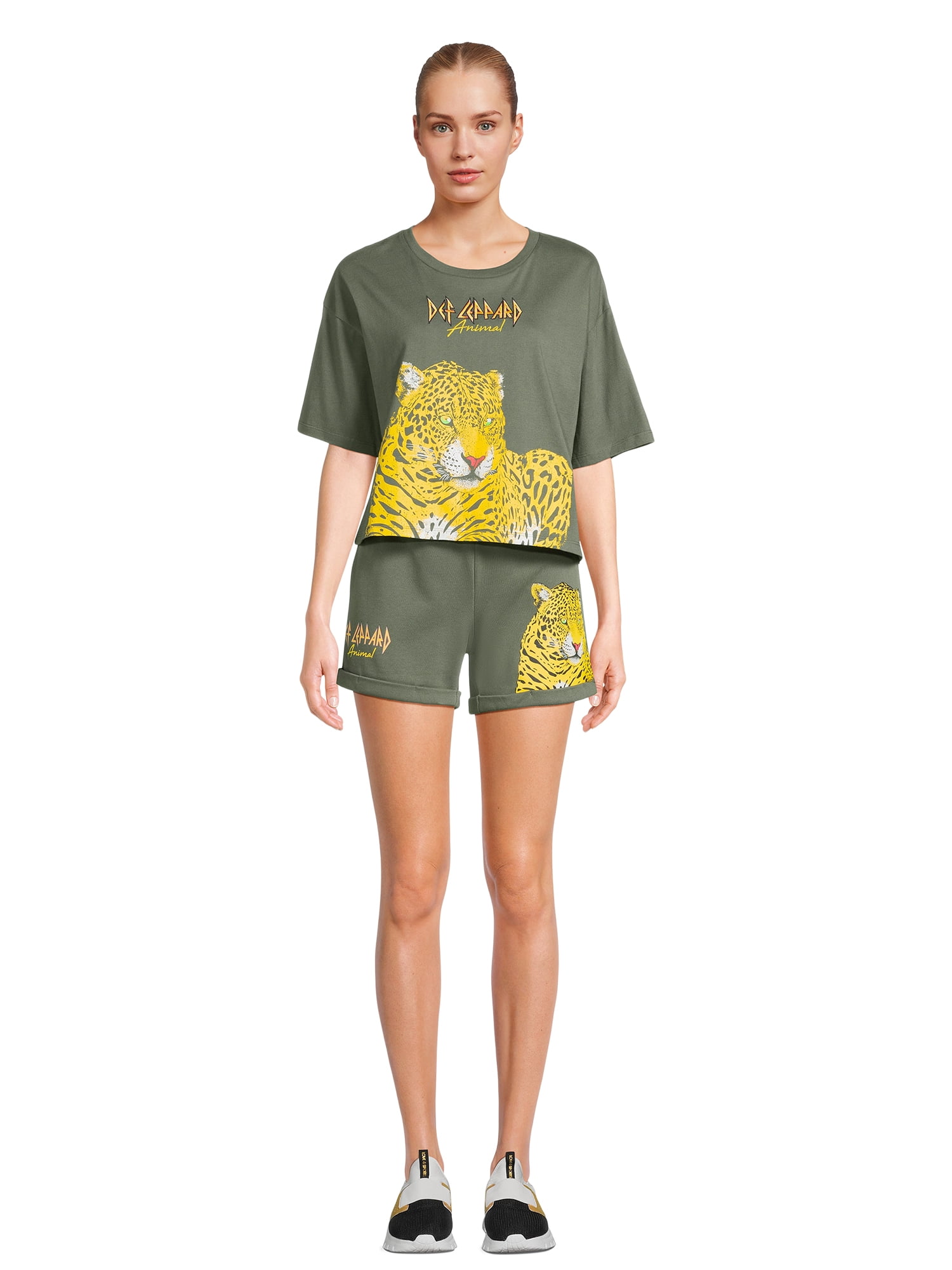 LICENSE Def Leppard Graphic T-Shirt/Relaxed Fit/Round Neck/Green ...