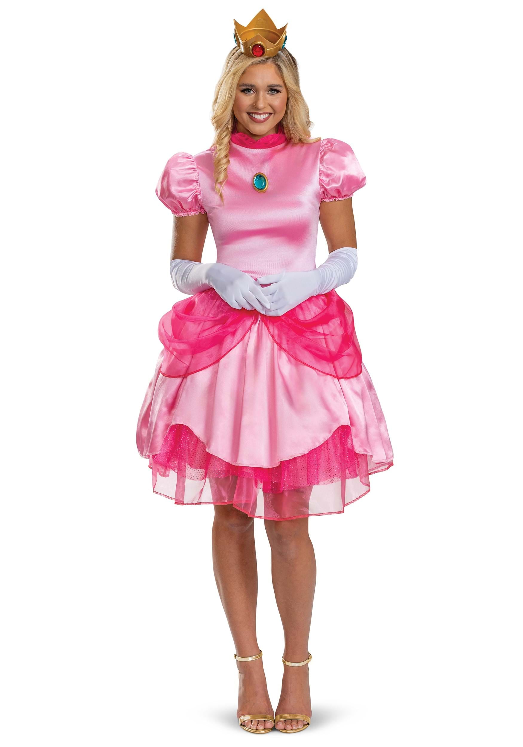 Women's Deluxe Super Mario Bros. Princess Peach Costume - Walmart.com