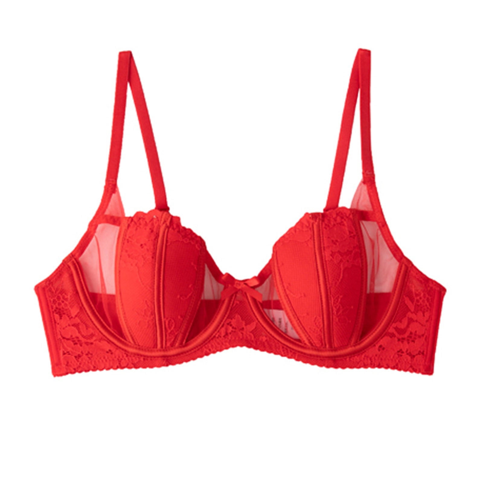Womens Demi Cup Bra Mesh Patchwork Underwire Balconette Bra Push Up Sexy Lace Push Up Plus Size