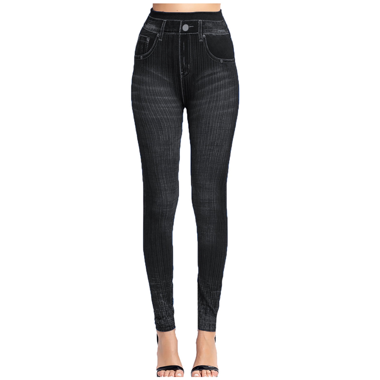 Women's Denim Print Fake Jeans Look Like Leggings Sexy Stretchy High ...