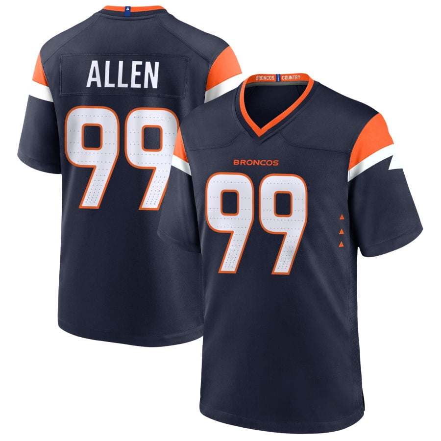 Women's Denver Allen 99 Navy Sports Player Game Stitched Name Number T ...