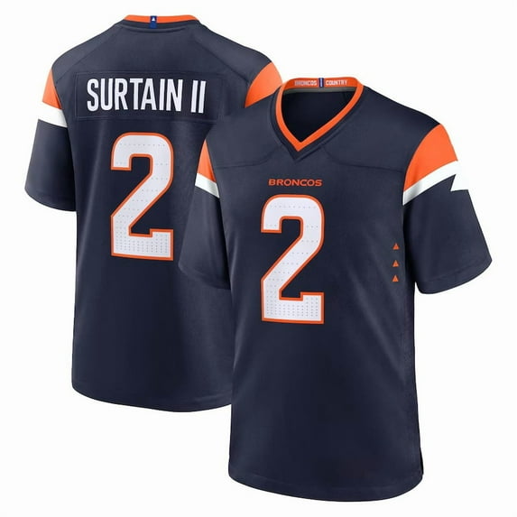 Women's Denver Surtain II 2 Navy Sports Player Game Stitched Name ...