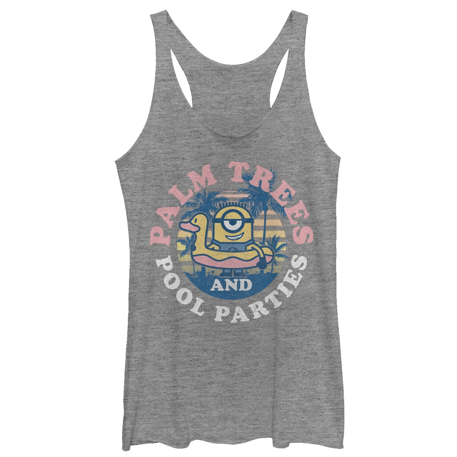 Women's Despicable Me Minion Pool Party Racerback Tank Top Gray Heather ...