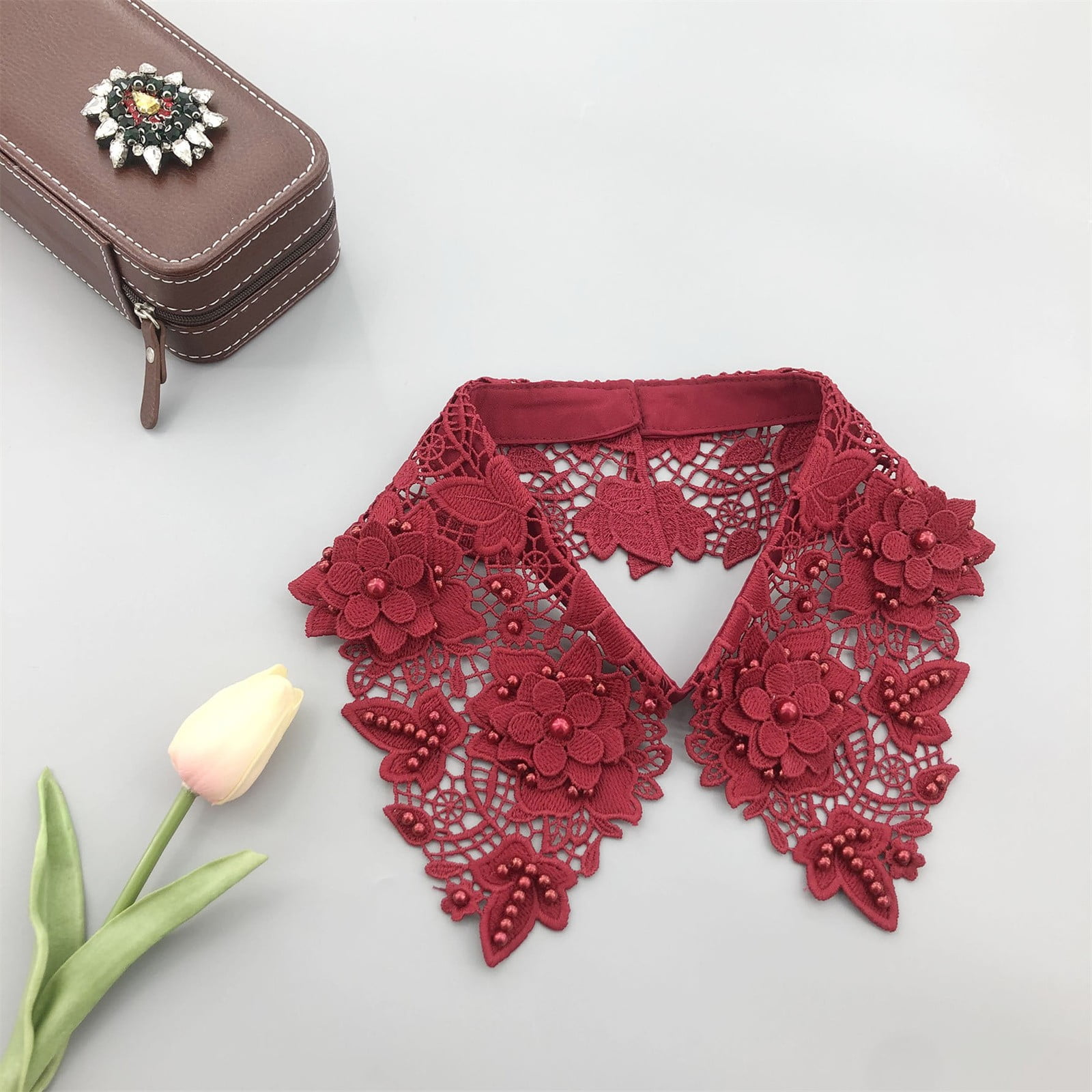 Women's Detachable Collar Red Christmas Striped Detachable Collar 2026 ...