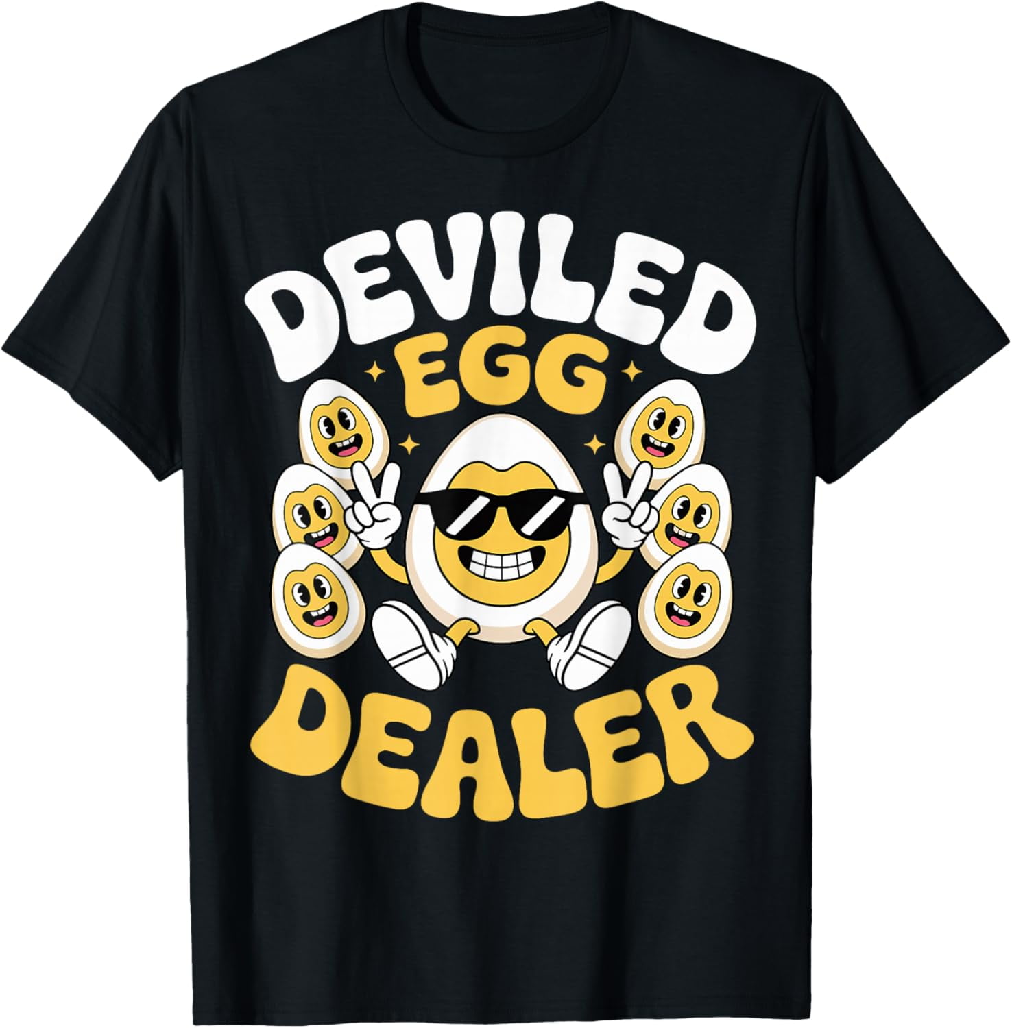 Women’s Deviled Eggs Graphic T-Shirt, Retro Funny Food Short Sleeve ...