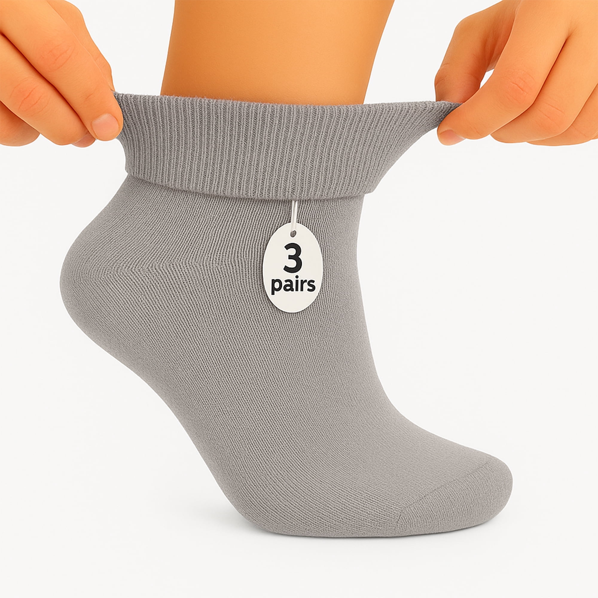 Women's Cotton Diabetic Ankle Socks, Seamless Toe, Non-Binding Top, 3 ...