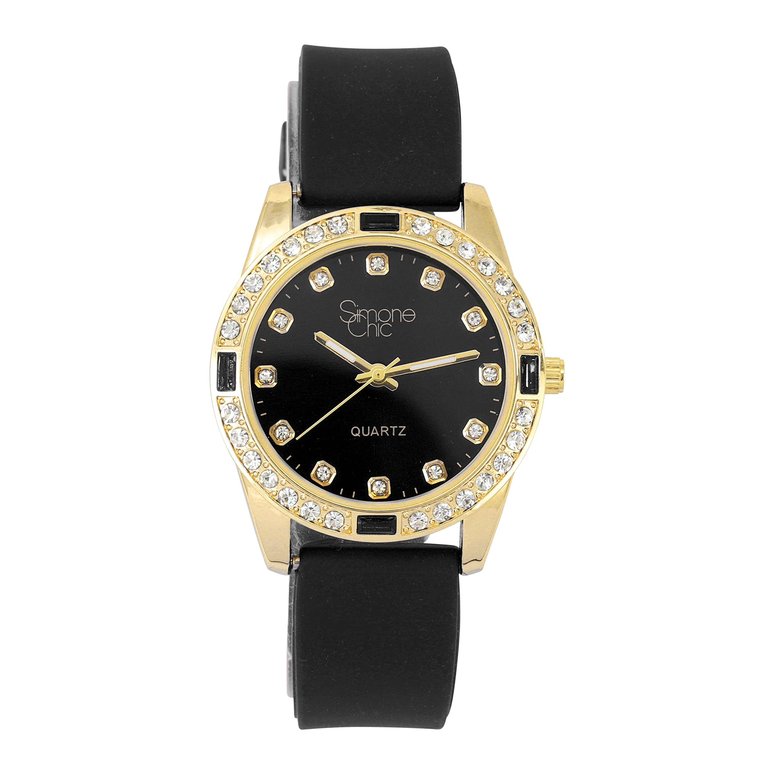 Women's Diamond & Gem Pave Fashion Rolly Rubber Band Timepiece ...