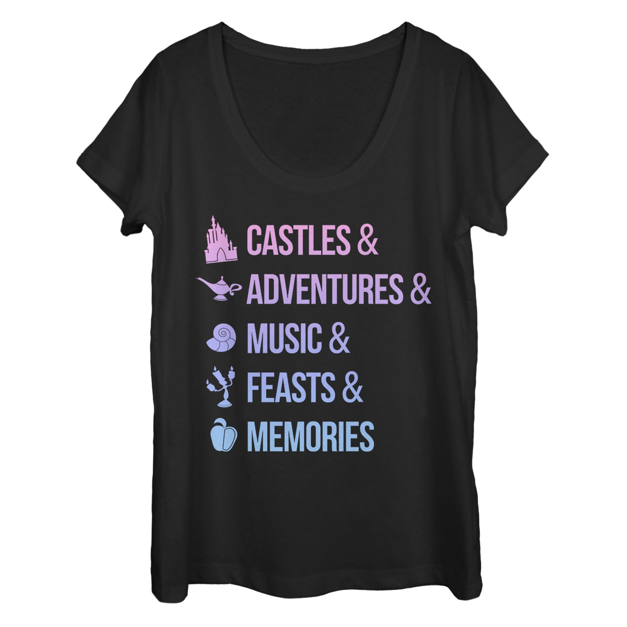 Women's Disney Princesses Keywords Scoop Neck Black Large - Walmart.com