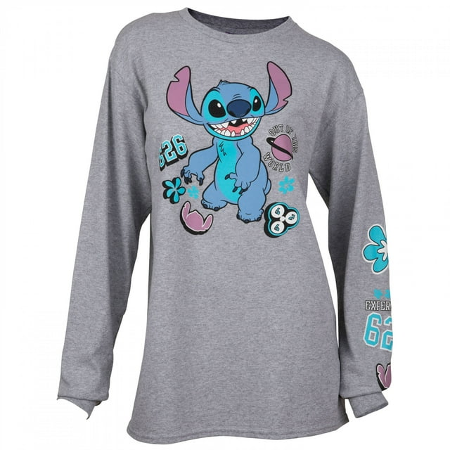 Women's Disney Stitch 626 Long Sleeve Grey T-Shirt - Walmart.com
