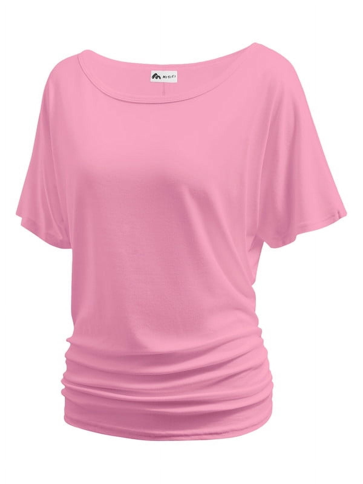 Women's Dolman Top Boat Neck Comfortable Short Sleeve Solid Gentle Tees ...