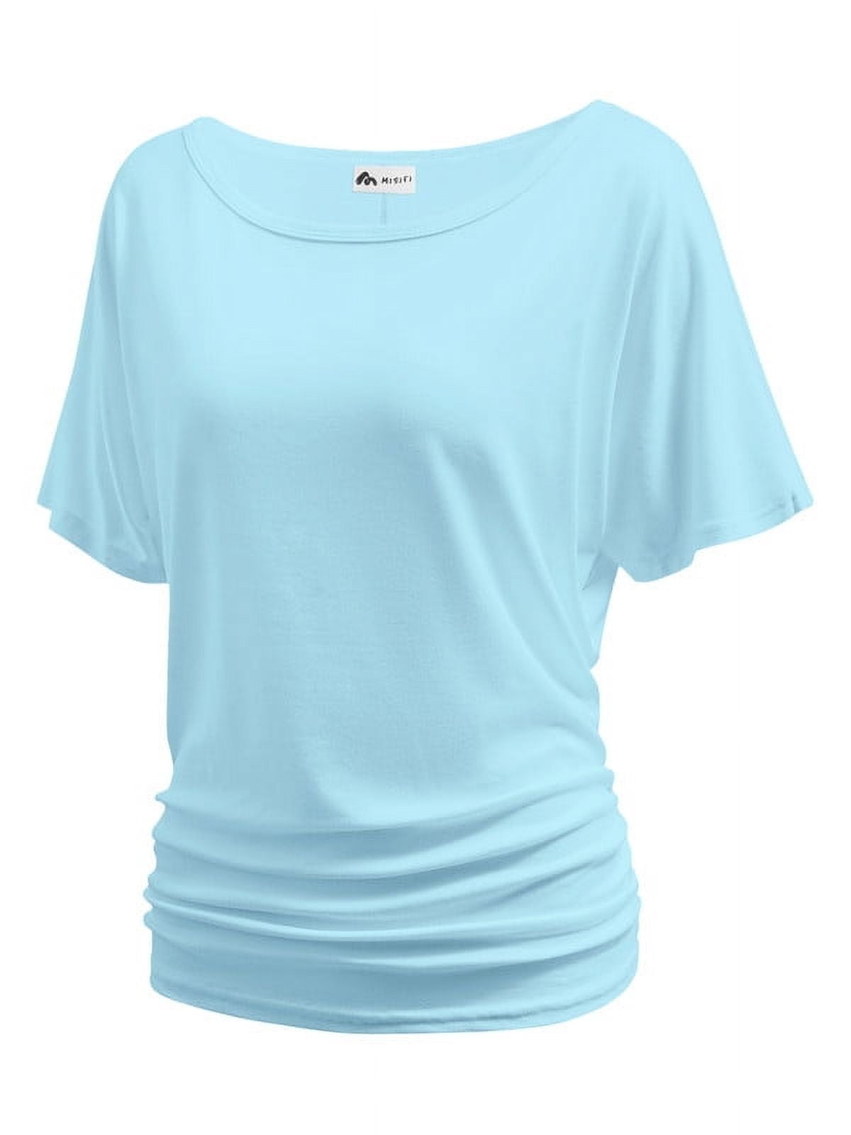 Women's Dolman Top Boat Neck Short Sleeve Solid Tees Casual T Shirt ...