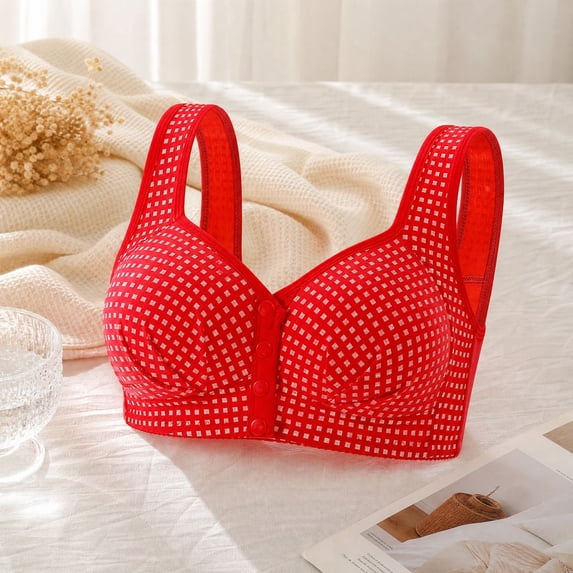 Women’s Dot Pattern Front Snap Bra Combining Wide Vest Style Straps And ...