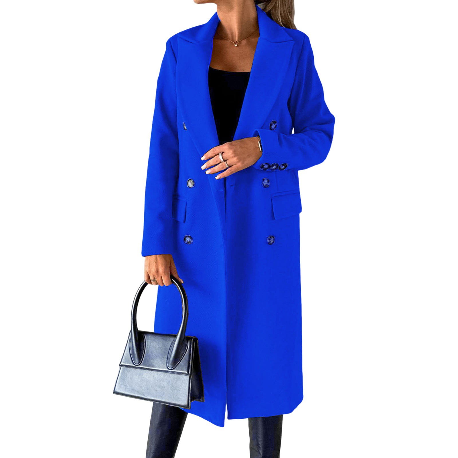 Women's Double-Breasted Long Trench Coat, Classic Elegant Winter ...