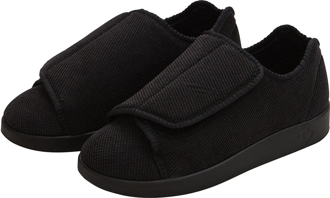 Women’s Double-Extra Wide Easy Closure Slipper for Seniors, 9, Black ...