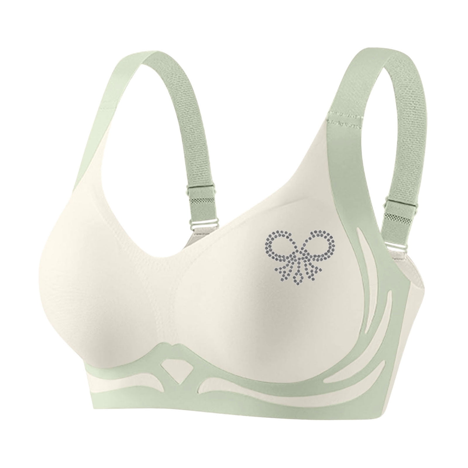 Women's Double Support Wireless Bra, Print Blocking Lifting Gathering ...