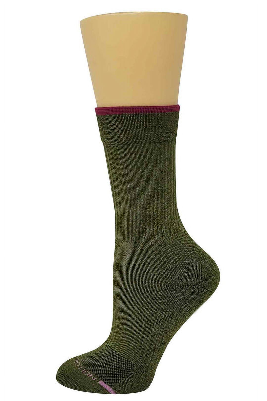 Dr. Motion Women's Knit Compression Crew Socks, Olive Color, Anti-Odor ...