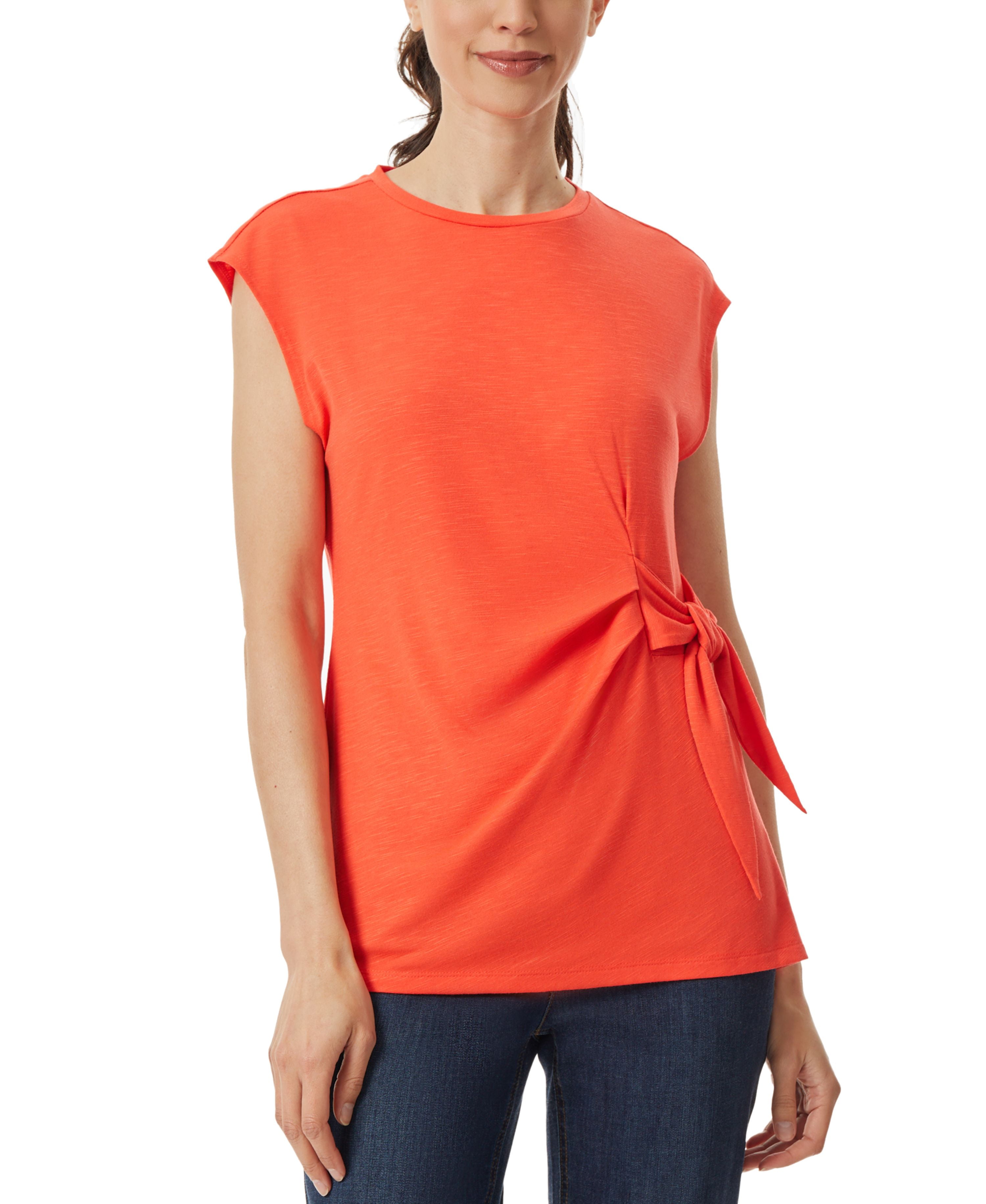 Women's Drapey Side-Tie Slub Top Scarlet Apple S - Walmart.com