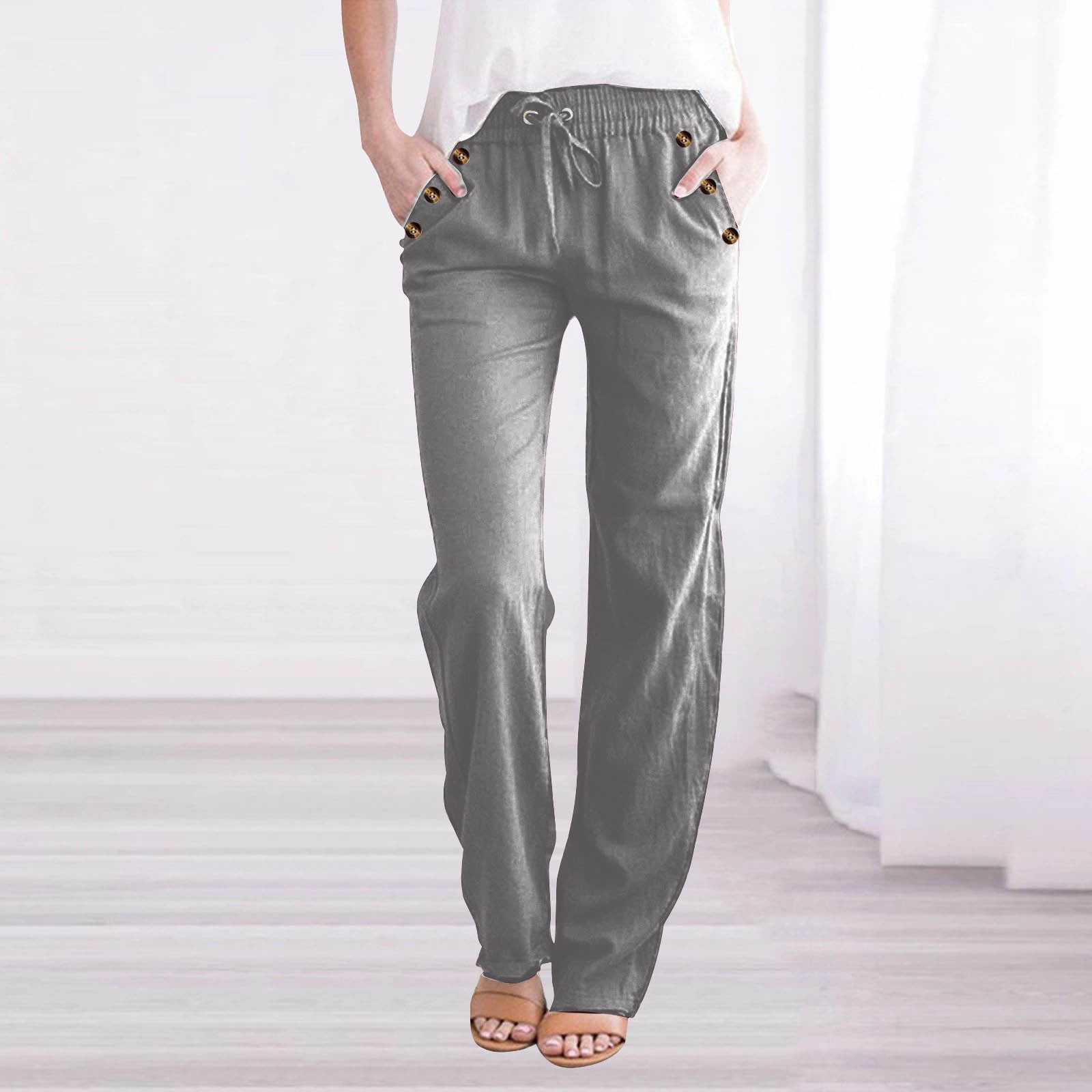 Women's Drawstring Relaxed Wide Leg Pant Womens Sweatpants Wide Leg ...
