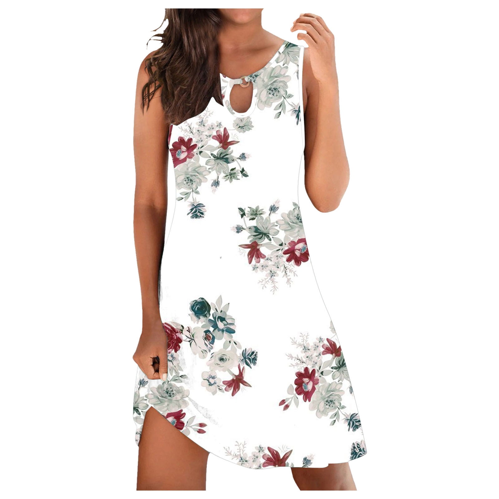 Women's Dresses Summer Beach Elegant Sleeveless Keyhole Mini Vintage ...