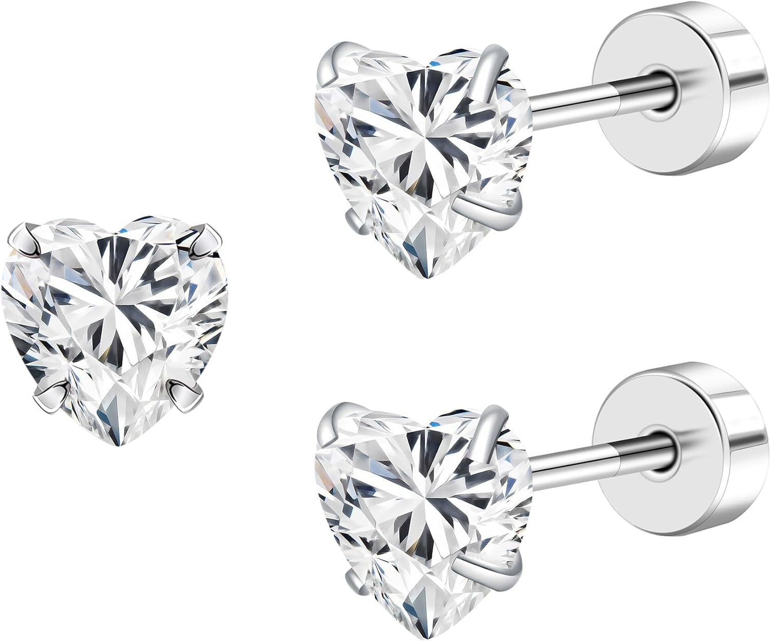 Women's Earrings Anti-Allergy Earrings Cubic Zirconia Flat Back Design ...