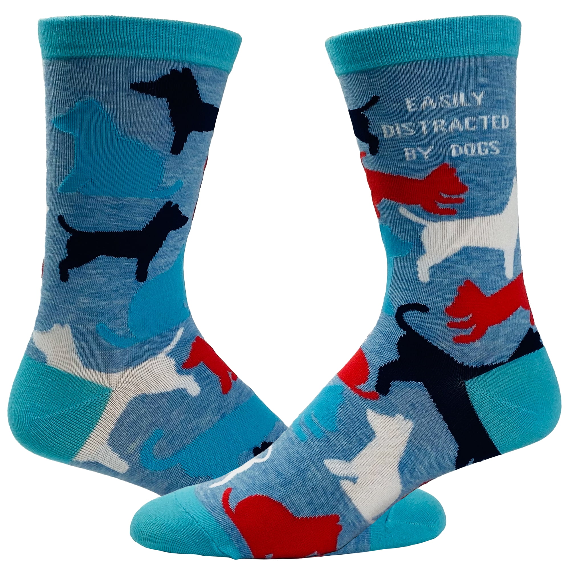 Women's Easily Distracted By Dogs Socks Funny Pet Puppy Dog Lover ...