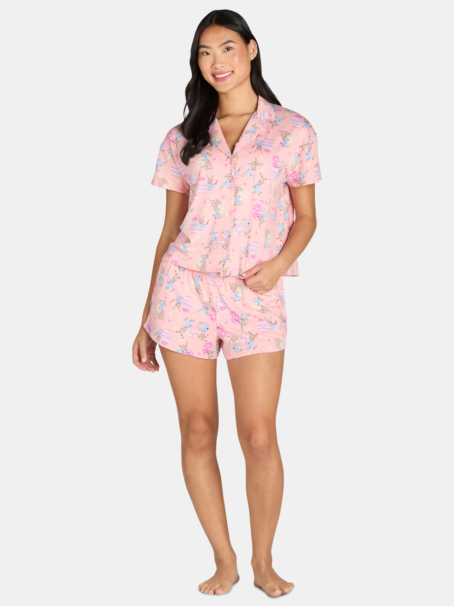 Women’s Easter Print Shorty Notch Collar Pajama Set from Way to ...