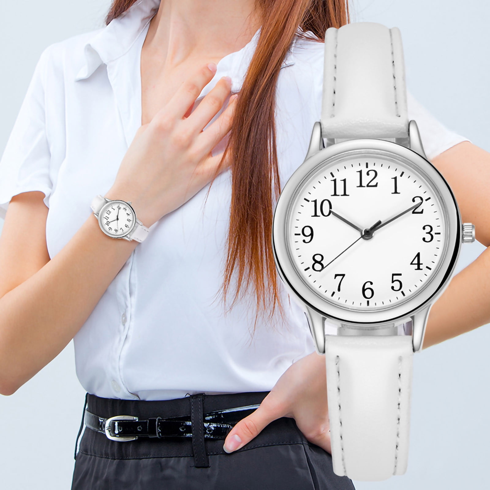 Women's Easy Reader Watch,Maxi Numbers Watch Leather Band,Womens Ladies ...