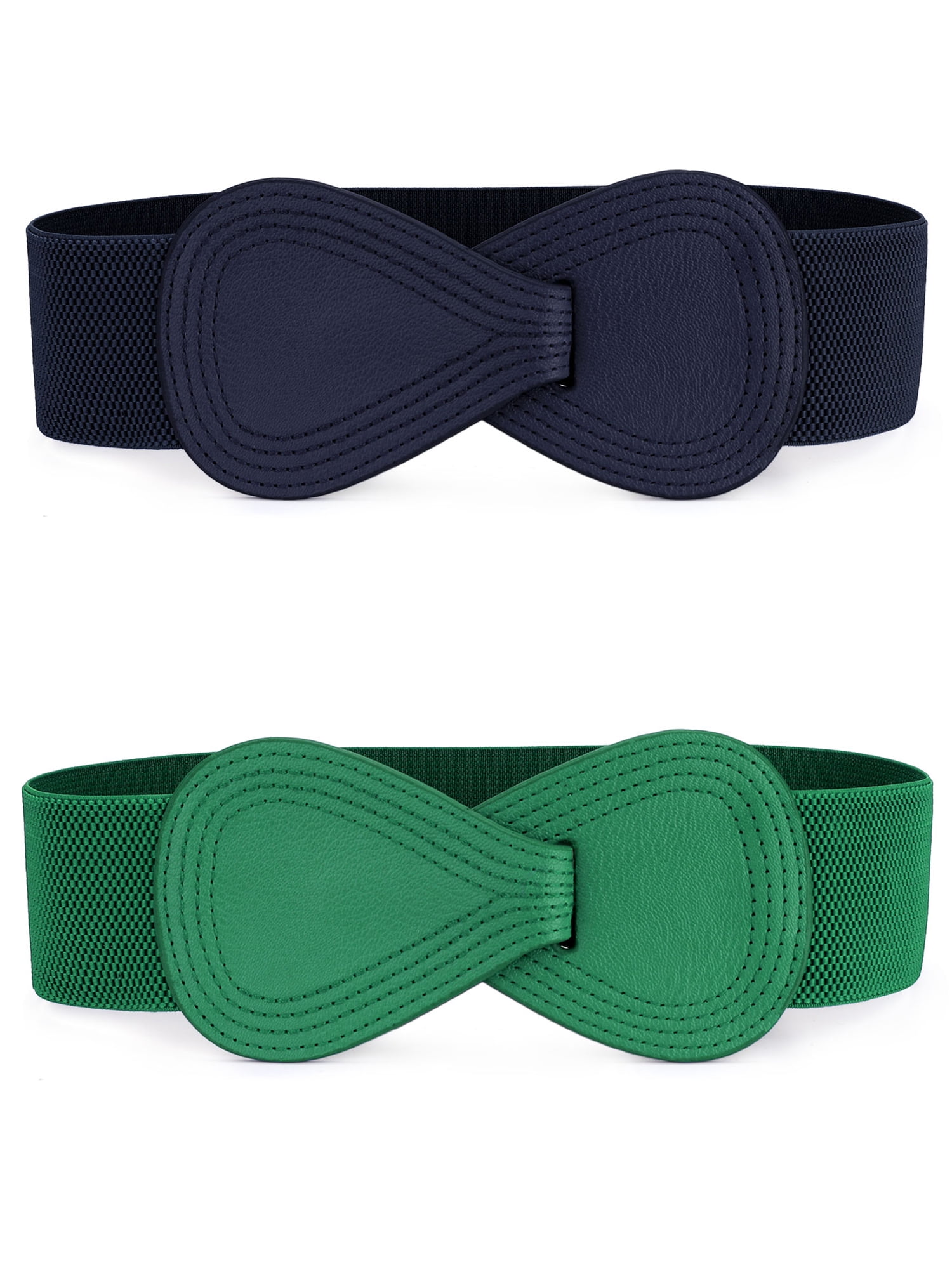 INSPIRE CHIC Women's Elastic Waist Belt Interlock 8-shaped Buckle ...