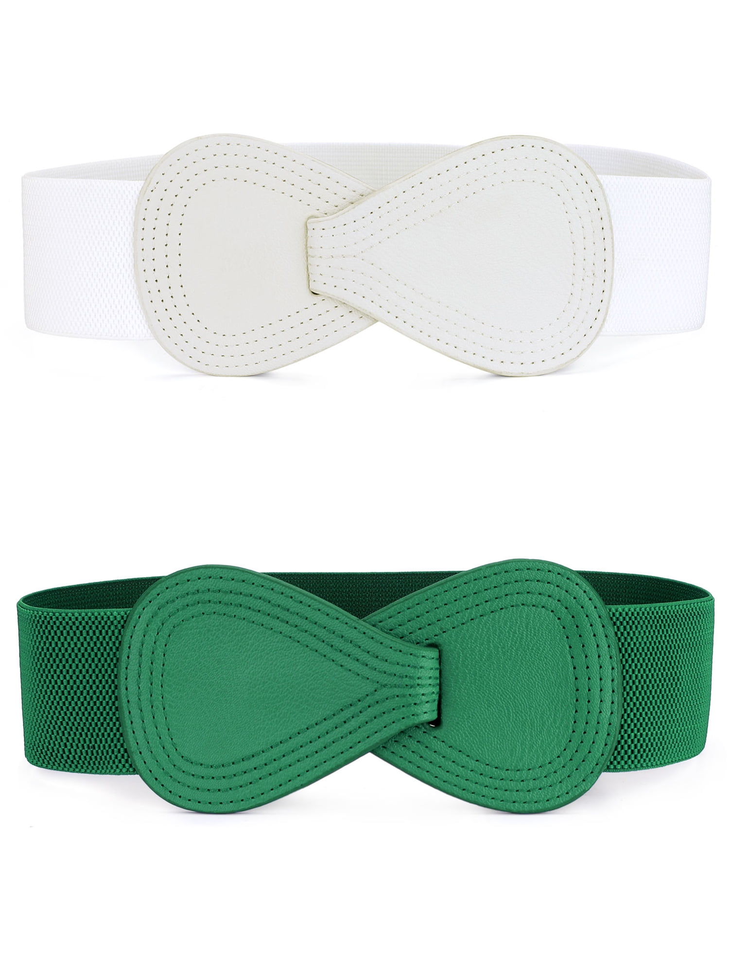 Women's Elastic Waist Belt Interlock 8-shaped Buckle Stretchy Belts ...