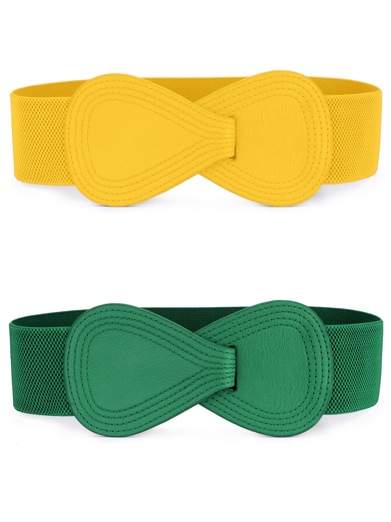 Women's Elastic Waist Belt Interlock 8-shaped Buckle Stretchy Belts ...