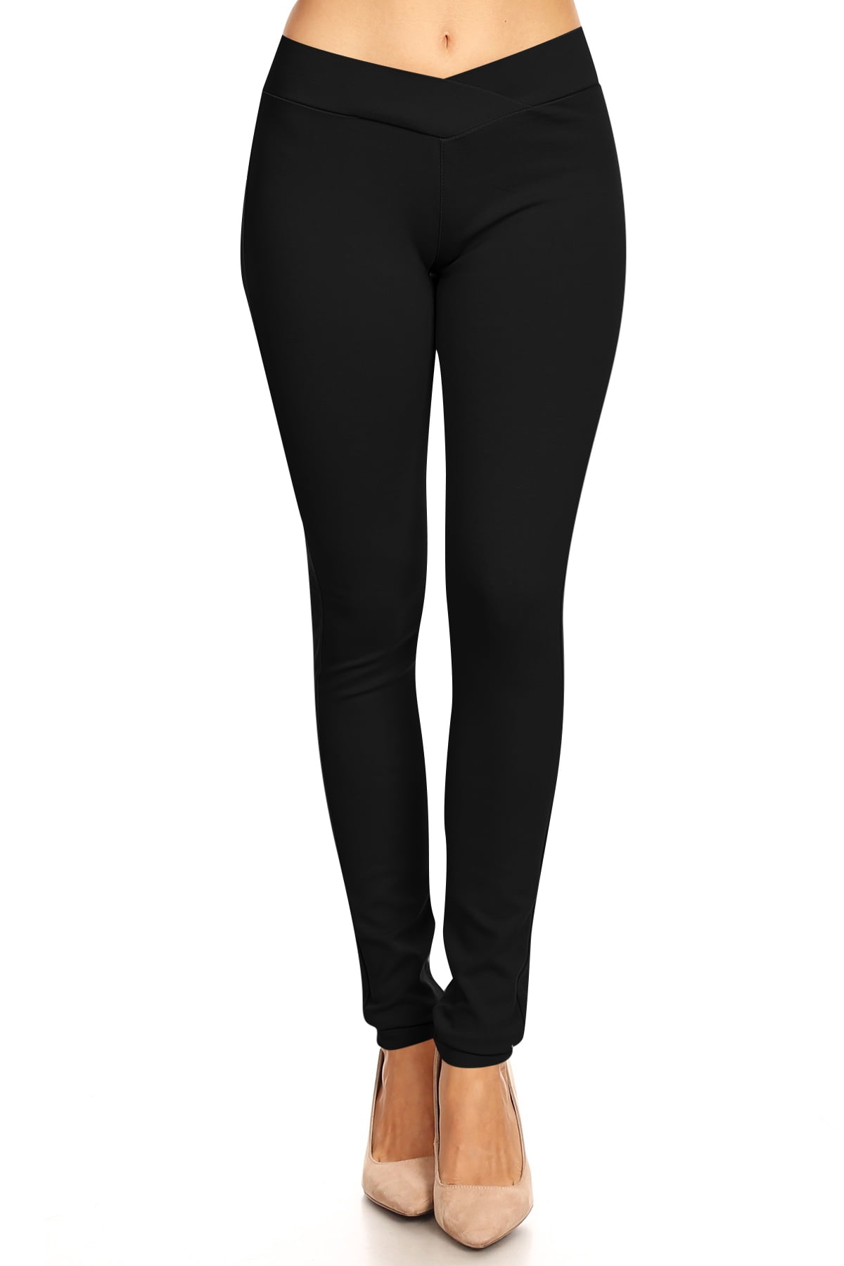 Women's Elastic Waist Solid Basic Jeggings Stretch Pants - Walmart.com