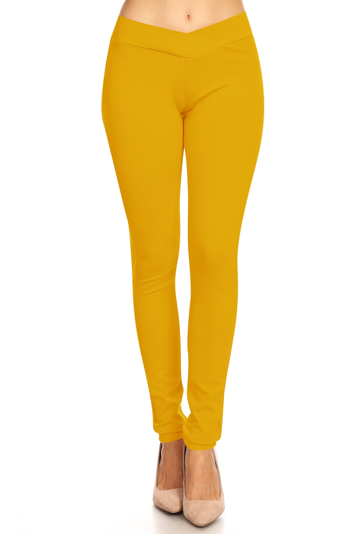 Womens Elastic Waist Solid Basic Jeggings Stretch Pants