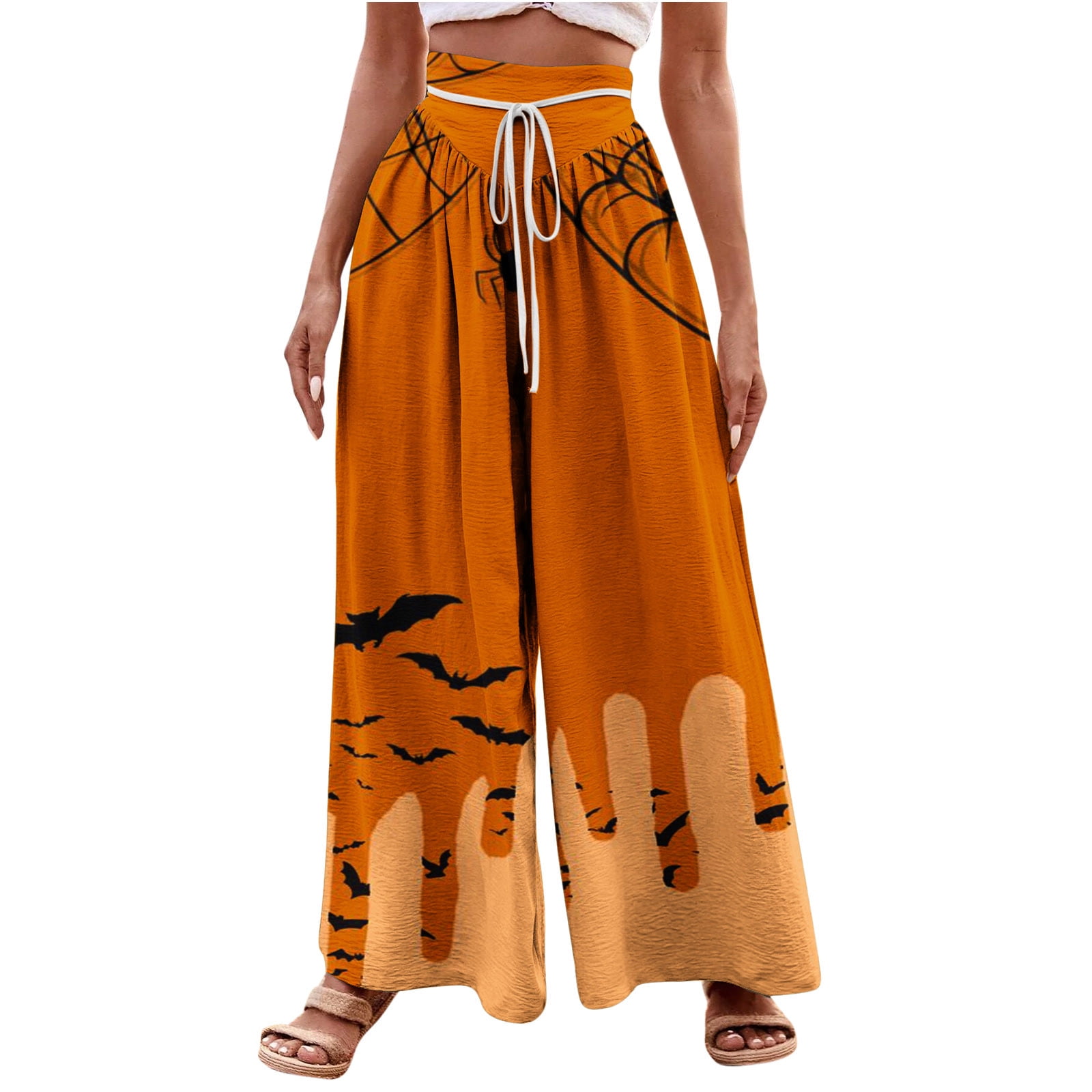 Women's Elastic Waist Wide Leg Linen Pants Summer Casual Pants Plus ...