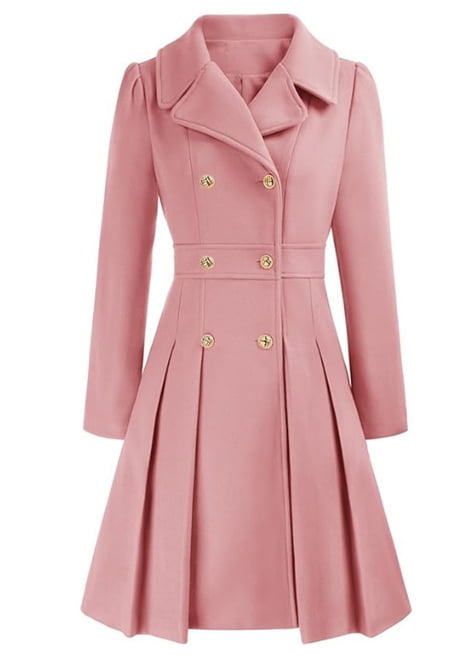 Women's Elegant British Style Trench Coat Lapel Collar Double Breasted ...