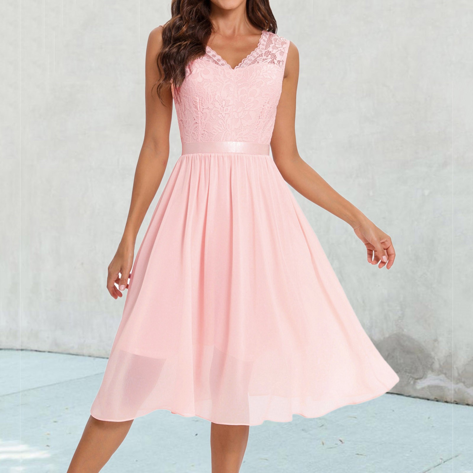 Women's Elegant Evening Dresses For Wedding Lace Dress Chiffon High Low ...