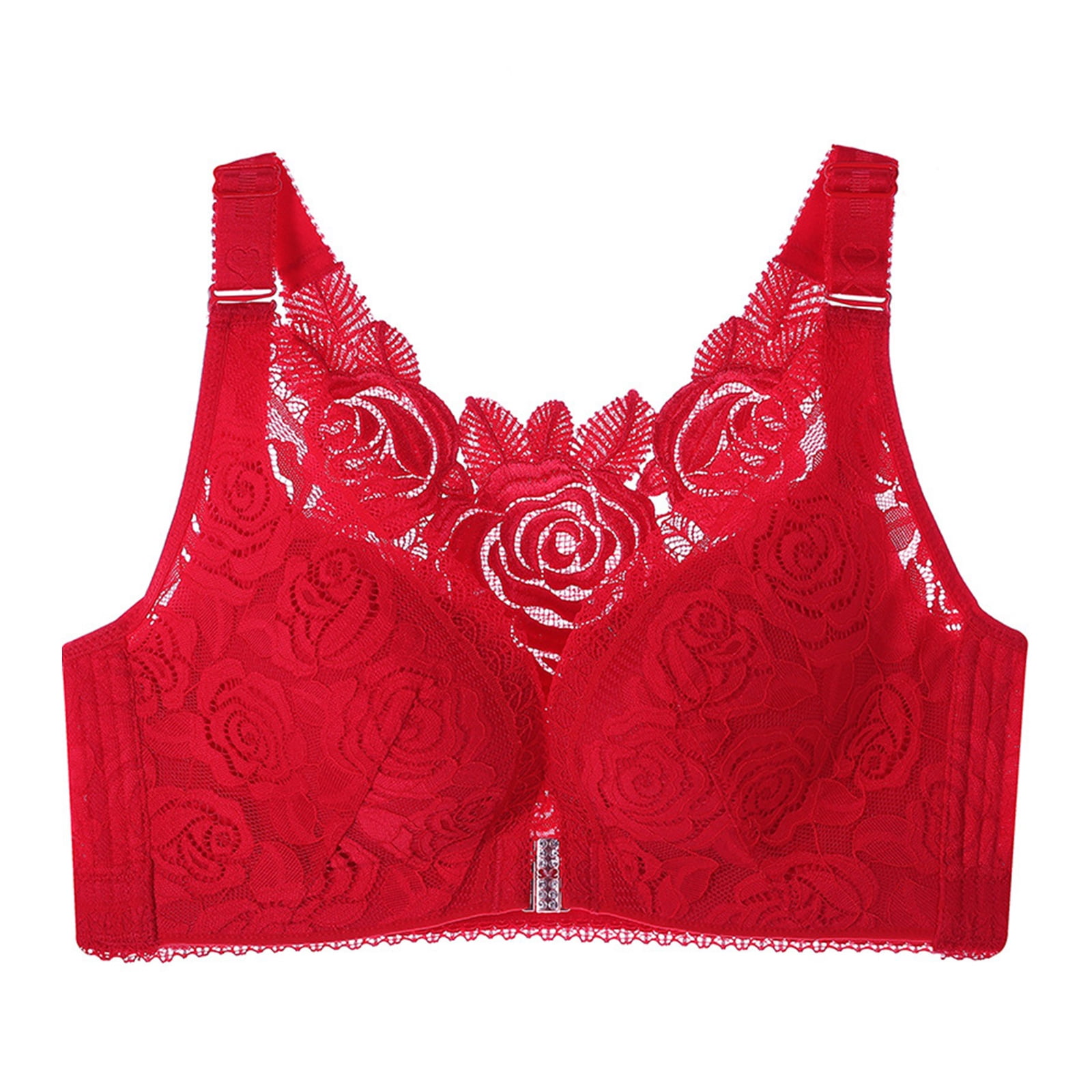 Women's Elegant Lace Design Bra Front Closure for Push Up Comfort ...